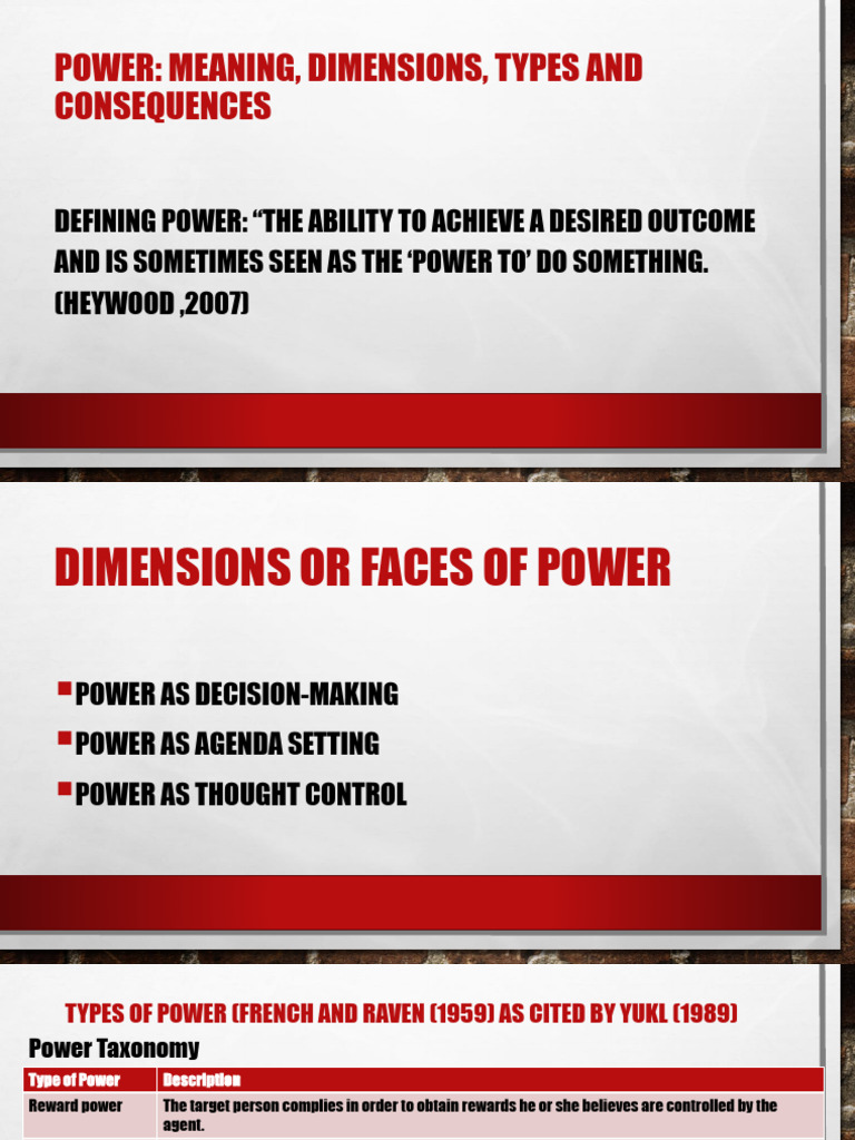 Power Meaning Dimensions Types and Consequences | PDF