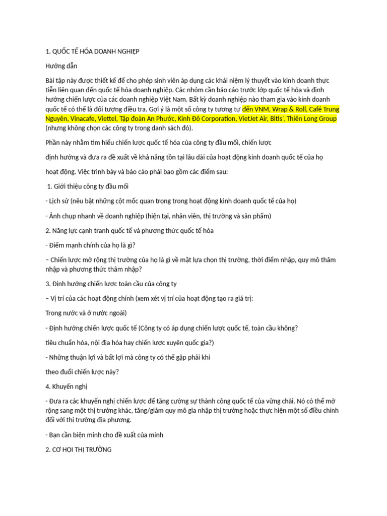 Huong Dan Bai Tap Du An - KDQT (En) | PDF