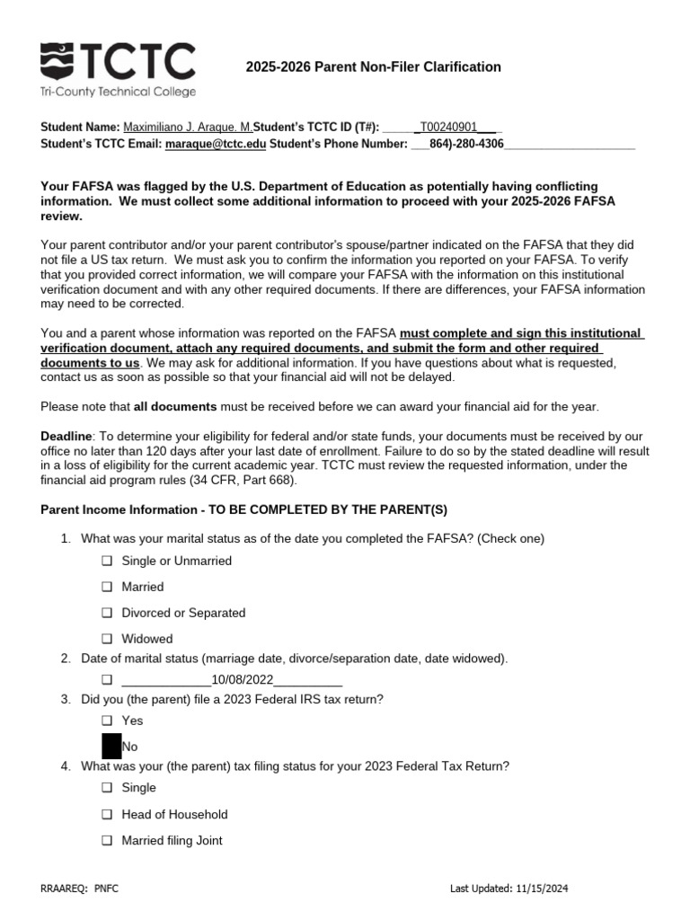2025-2026 FAFSA Parent Non-Filer Guide | PDF | Taxes