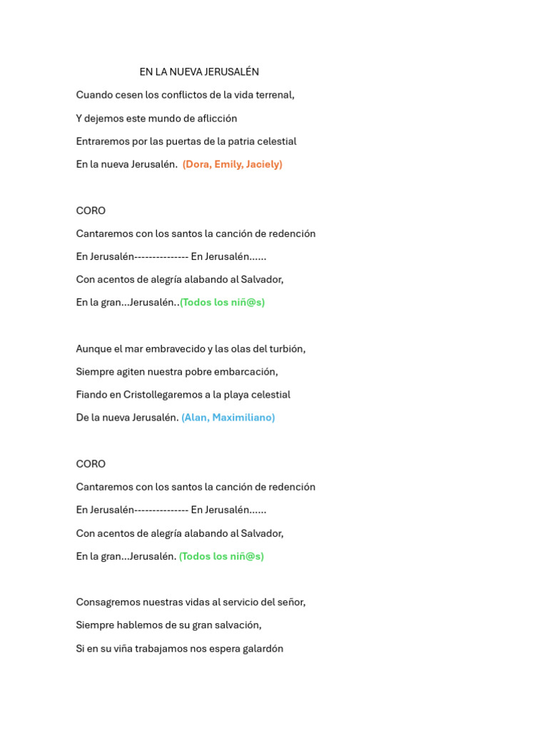 (Dora, Emily, Jaciely) : (Todos Los Niñ@s) | PDF