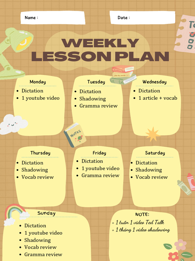Weekly Language Learning Schedule | PDF