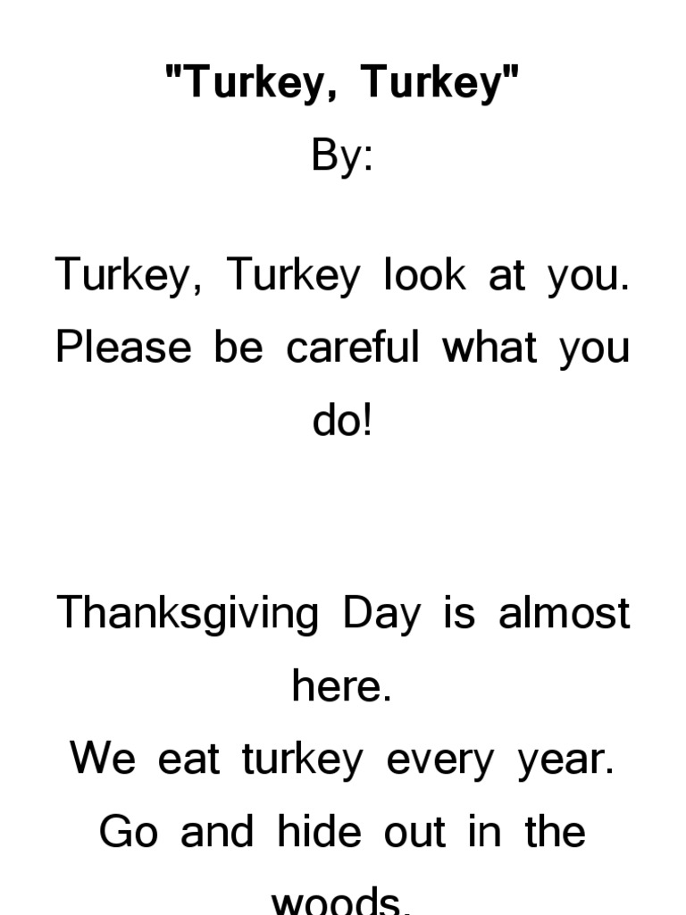 Thanksgiving Turkey Poem for Kids | PDF