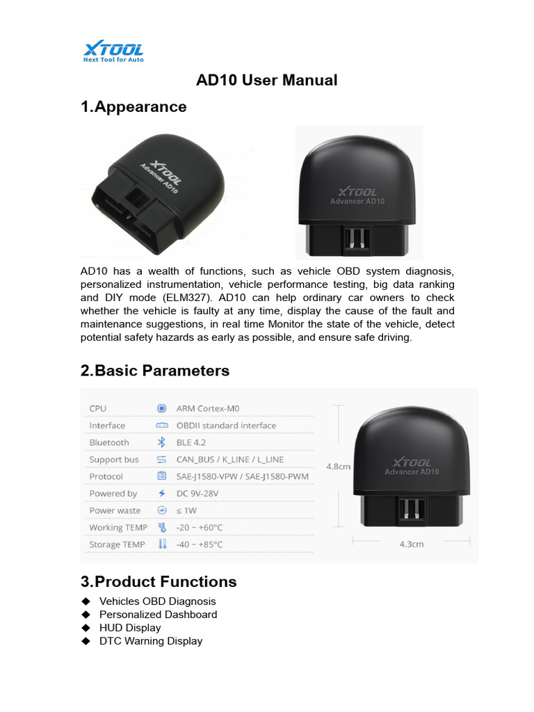 AD10 User Manual 1.appearance | PDF