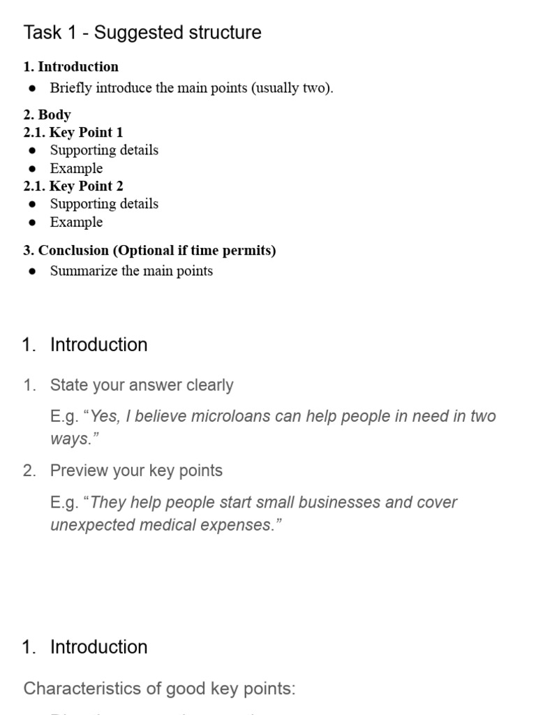 Speaking Task 1 Suggested Structure | PDF | Microcredit | Poverty