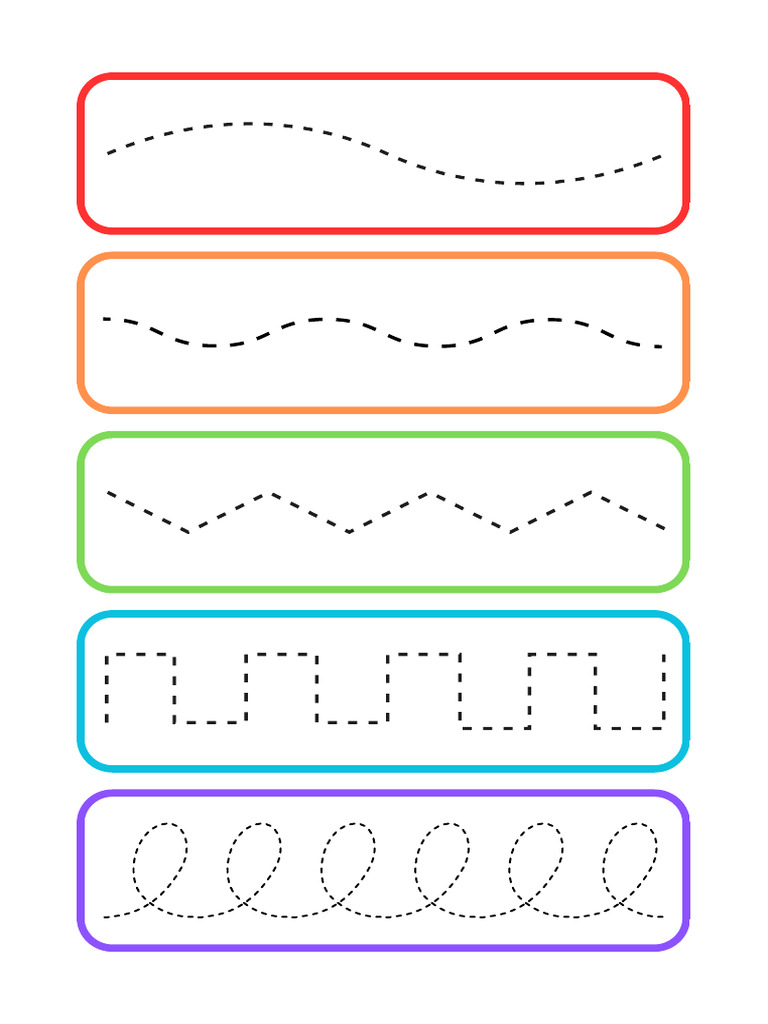 Pencil Control Skills Activity Cards Worksheet in Simple Bold Rainbow ...