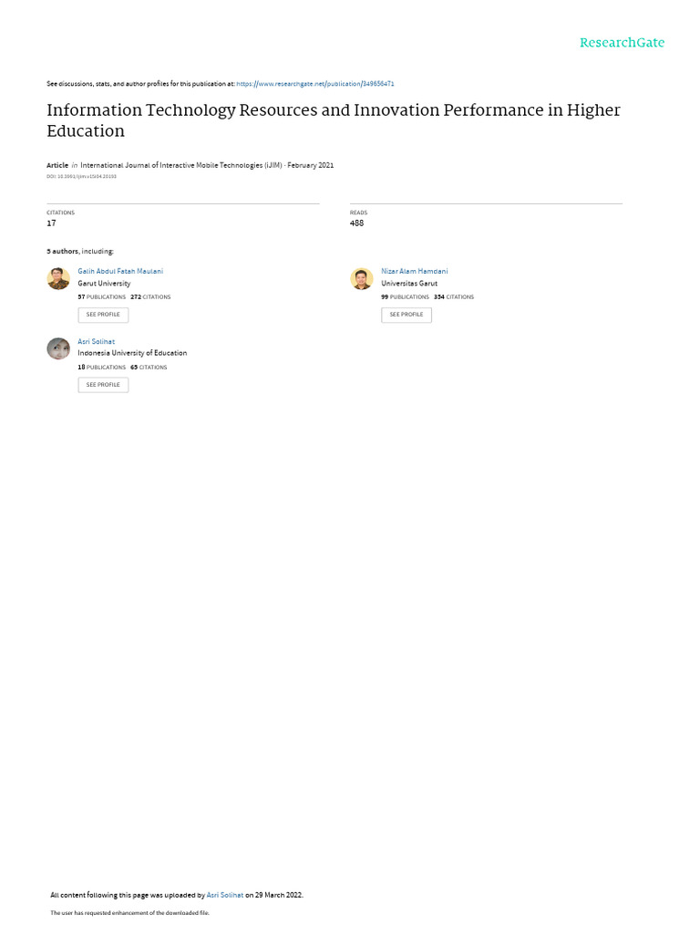 IT Resources and Innovation in Higher Ed | PDF | Innovation ...
