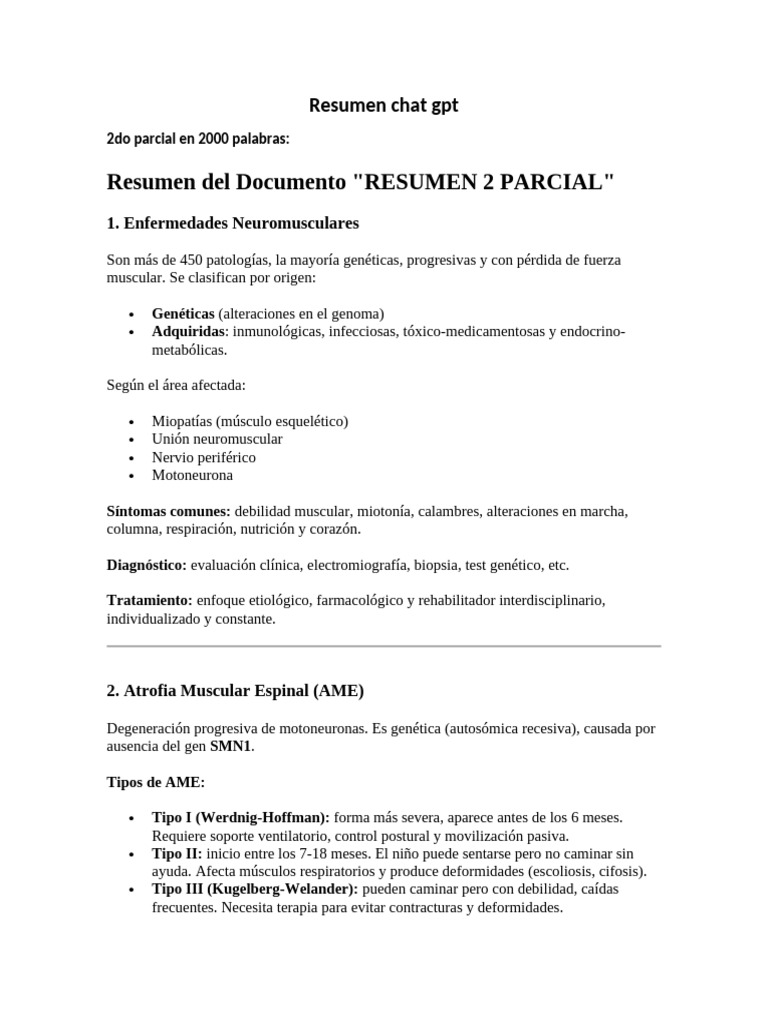 Resumen Con Chat GPT C Unidad | PDF | Parálisis cerebral | Enfermedades ...
