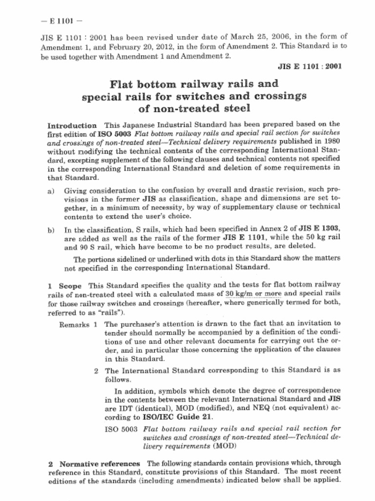 Jis e 1101 - 2001 | PDF