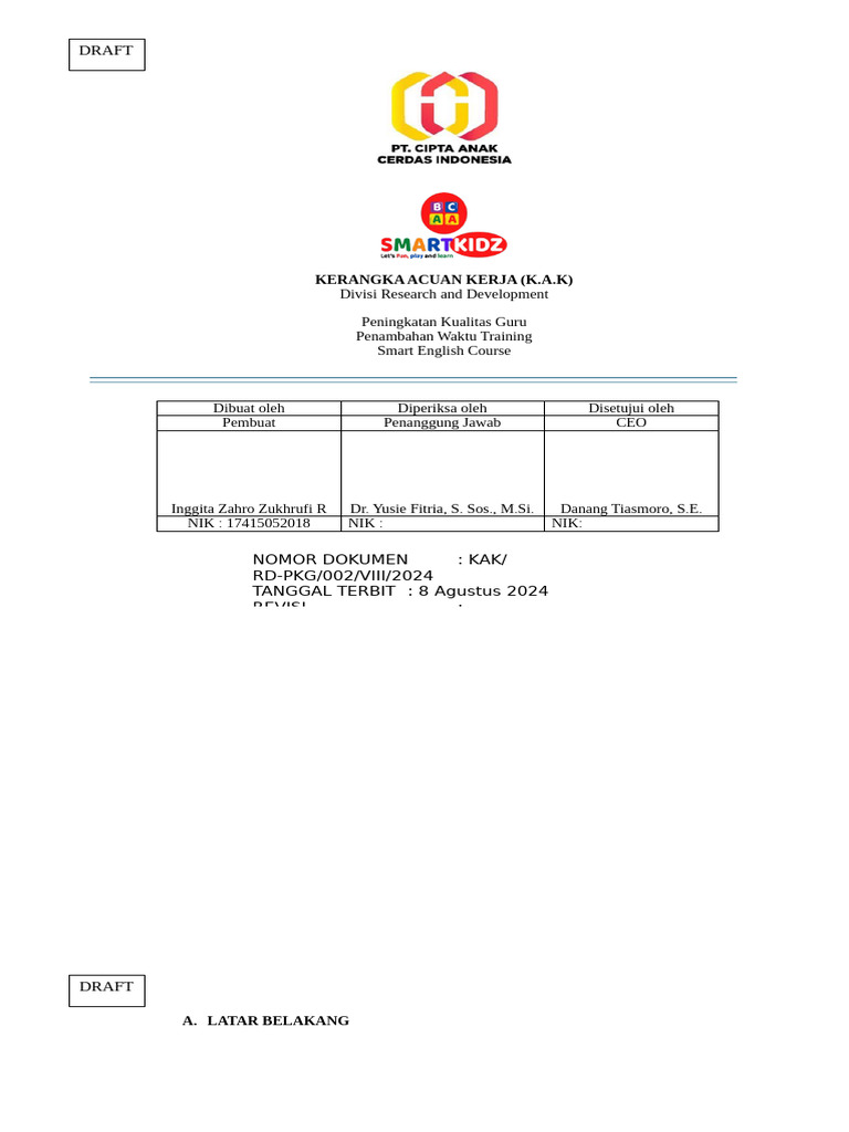 Proposal Penambahan Jam Training English | PDF