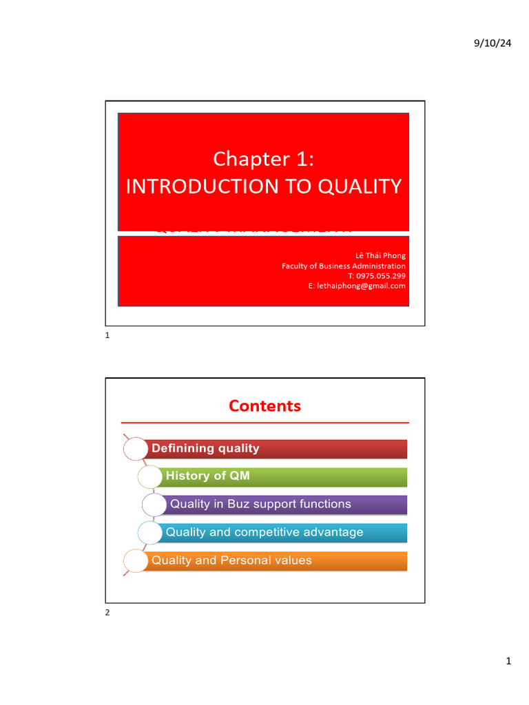 Understanding Quality Management Concepts | PDF | Quality Management ...