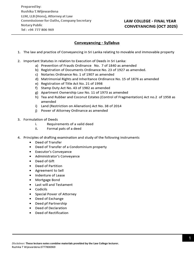 Conveyancing - Introduction (As at 14 June 2025) | PDF | Notary Public | Deed