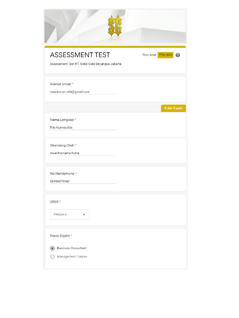 Hasil Assessment Test | PDF