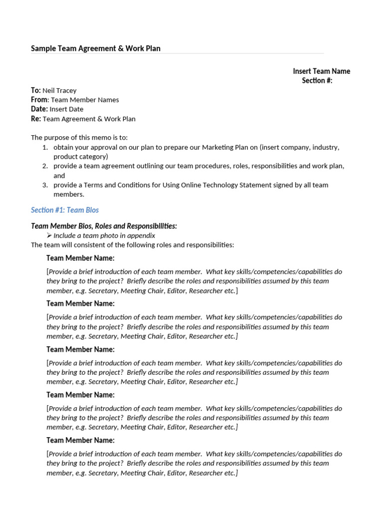 Team Agreement and Work Plan Template | PDF | Privacy | Value (Ethics)