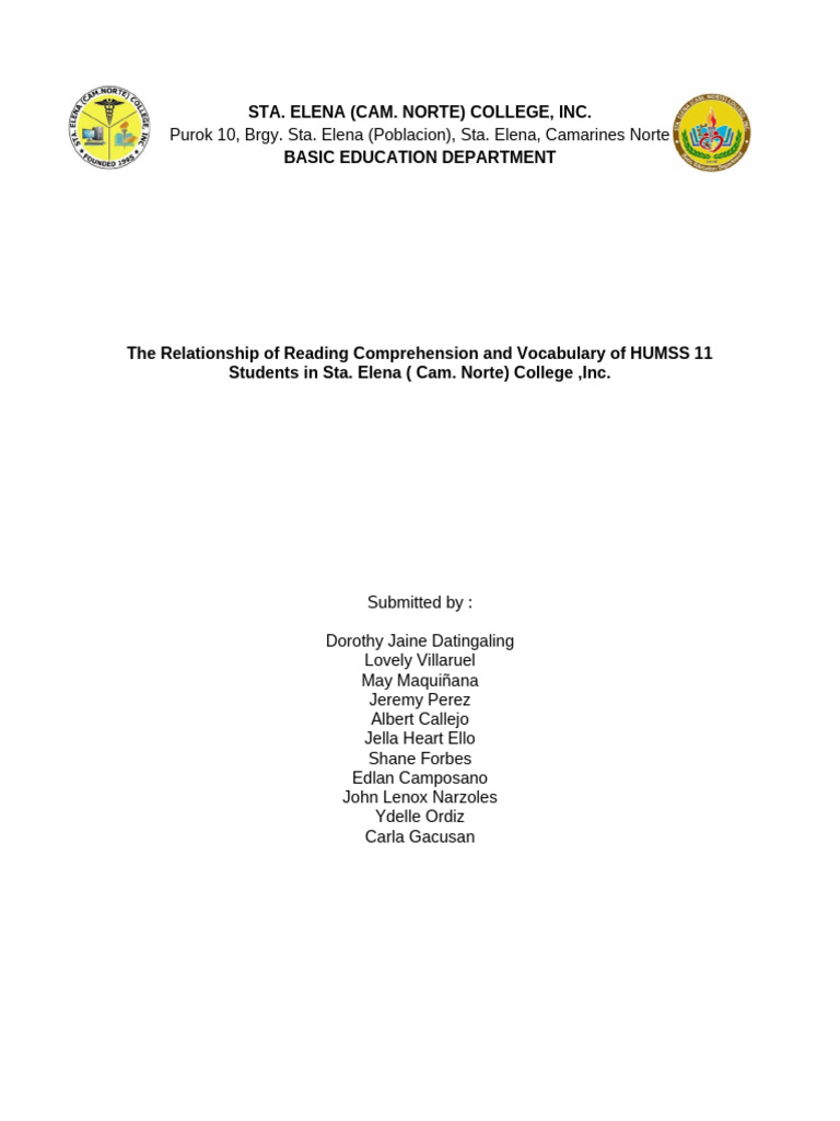 The Relationship of Reading Comprehension and Vocabulary of Humss 11 ...