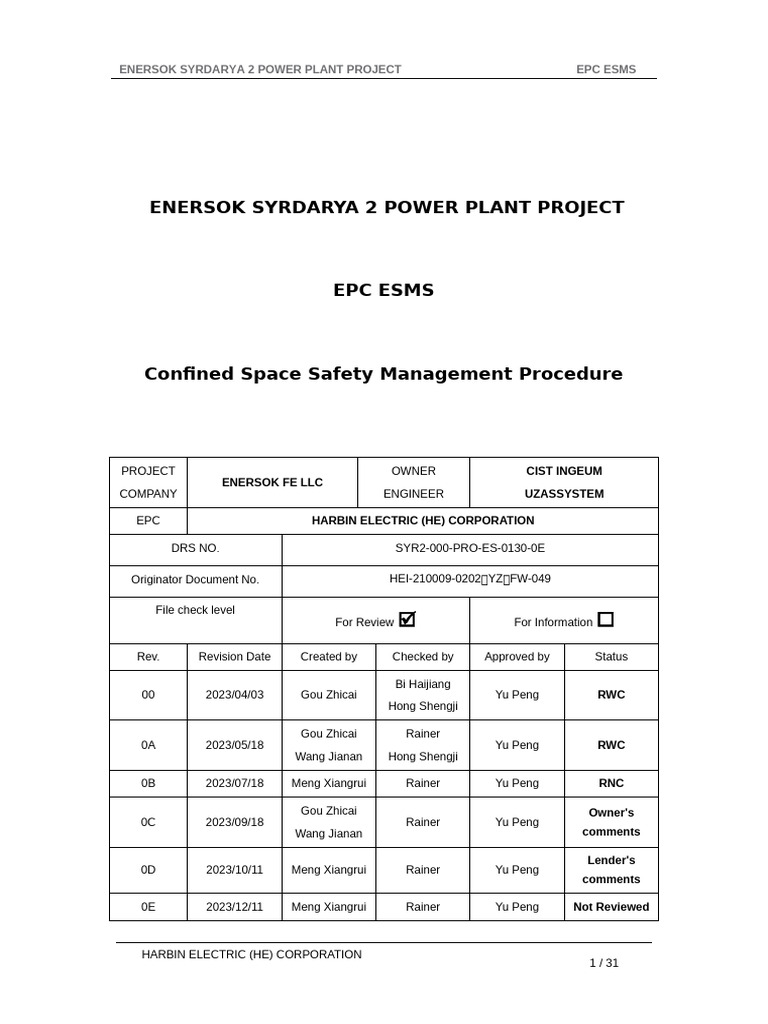 Confined Space Safety Management Guide | PDF | Occupational Safety And ...