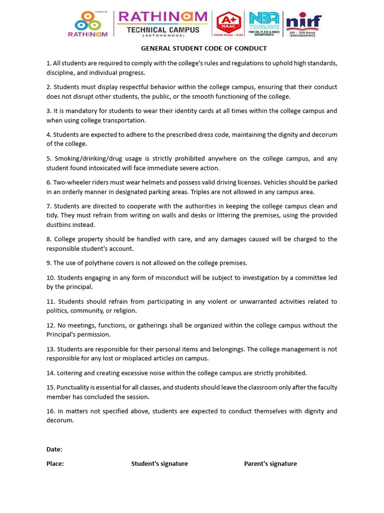 General Student Code Conduct | PDF