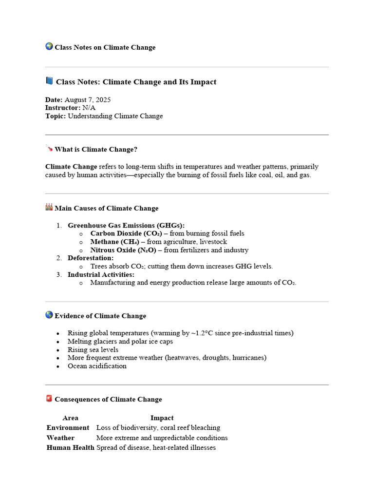 Climate Change Overview and Solutions | PDF
