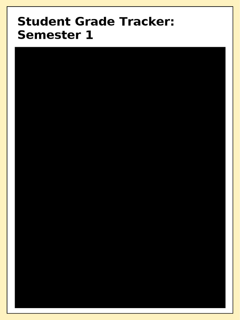 Student Grade Tracker A4 Document in Colorful Table Style | PDF