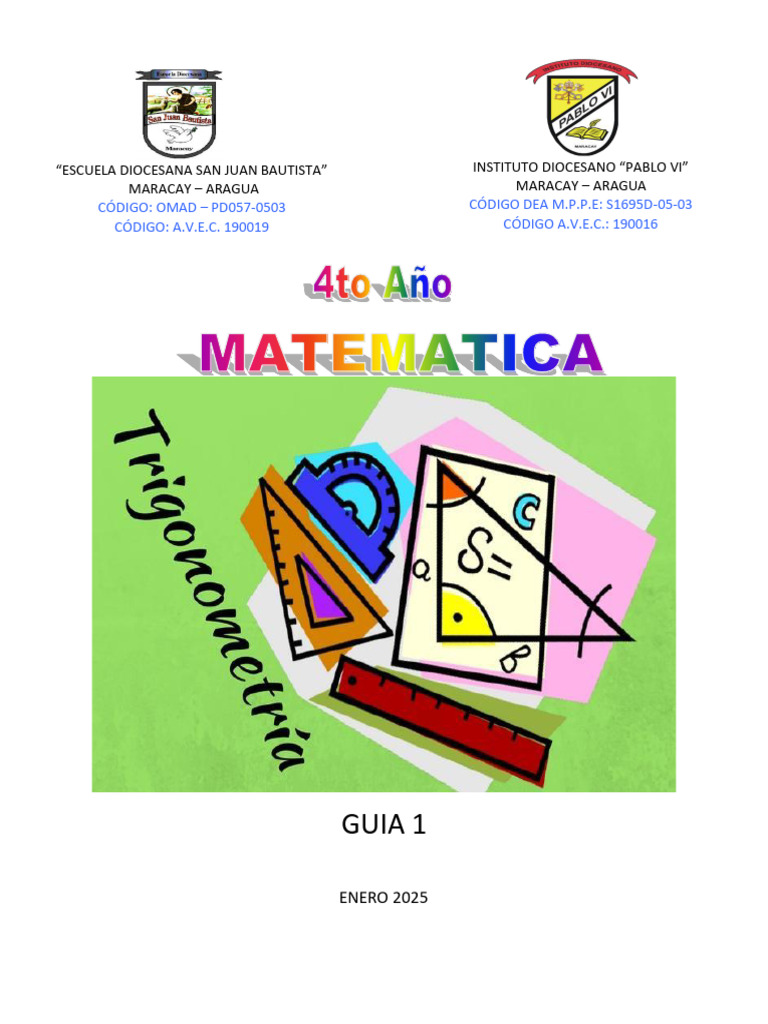 2do Lapso Matematica de 4to Guia 1 Año 2025 | PDF | Funciones trigonométricas | Trigonometría