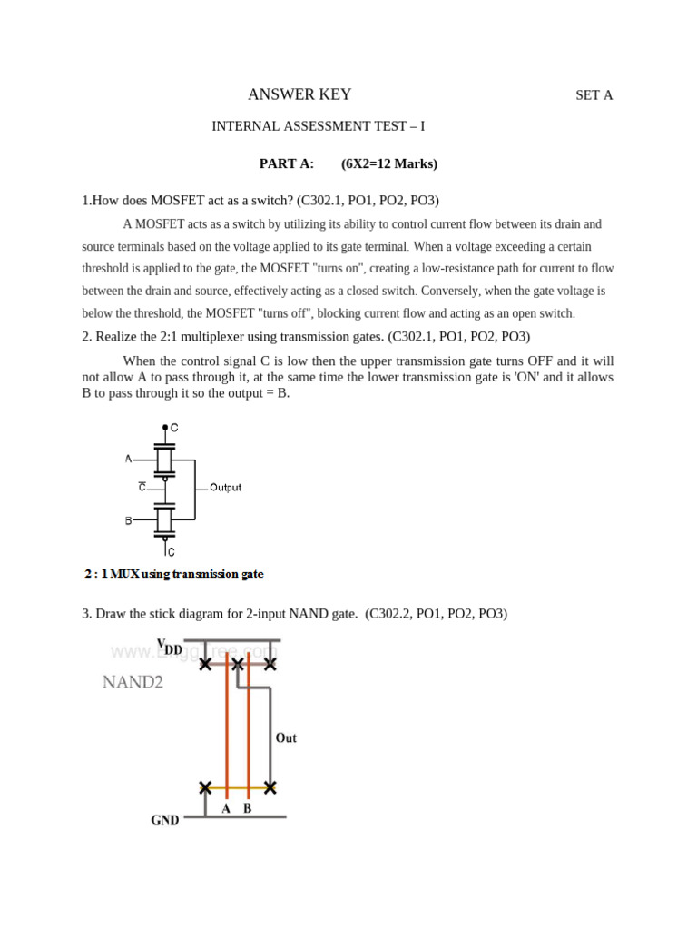 IAT 1 vlsi answer key | PDF | Logic Gate | Cmos