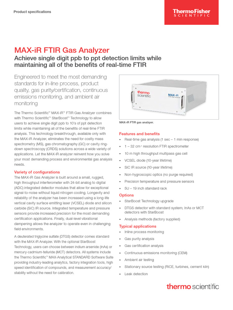 MAX-iR FTIR Gas Analyzer Overview | PDF | Sensor | Infrared