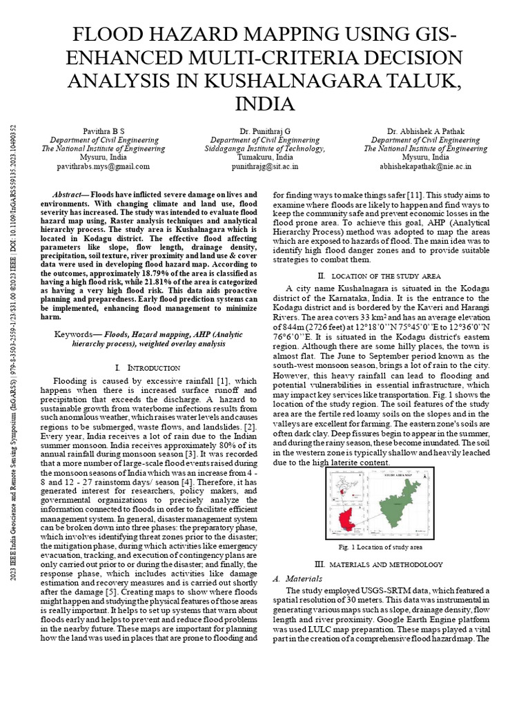 Flood Hazard Mapping in Kushalnagara | PDF | Flood | Drainage Basin