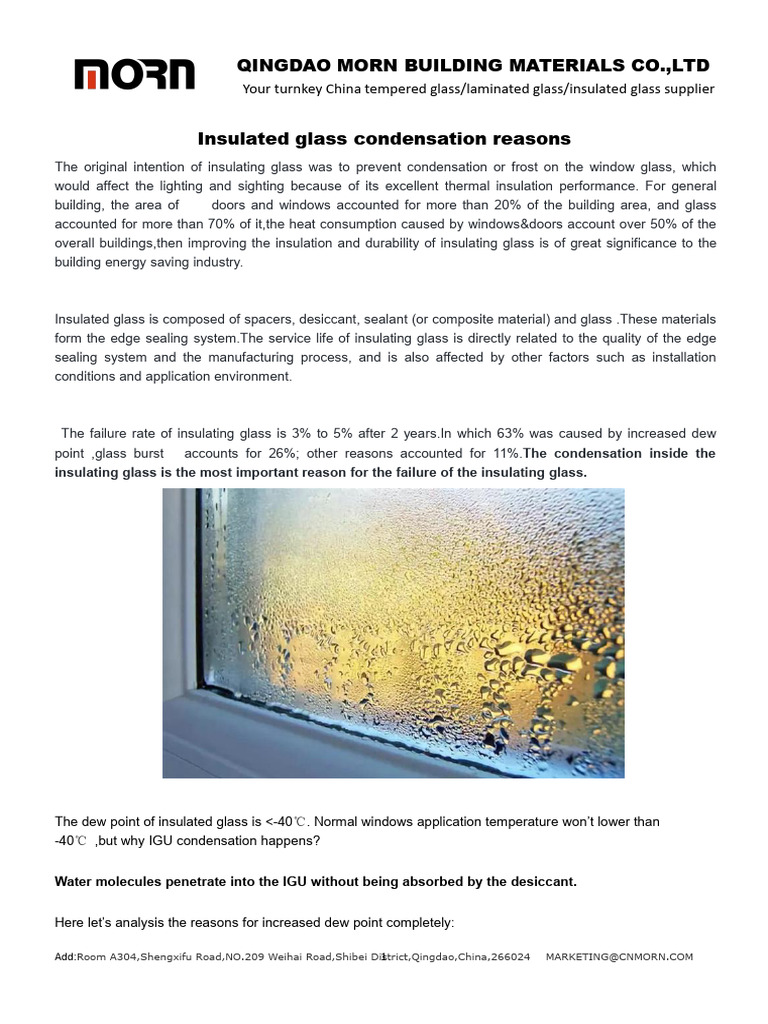 Insulated Glass Condensation Causes & Solutions | PDF | Glasses | Building