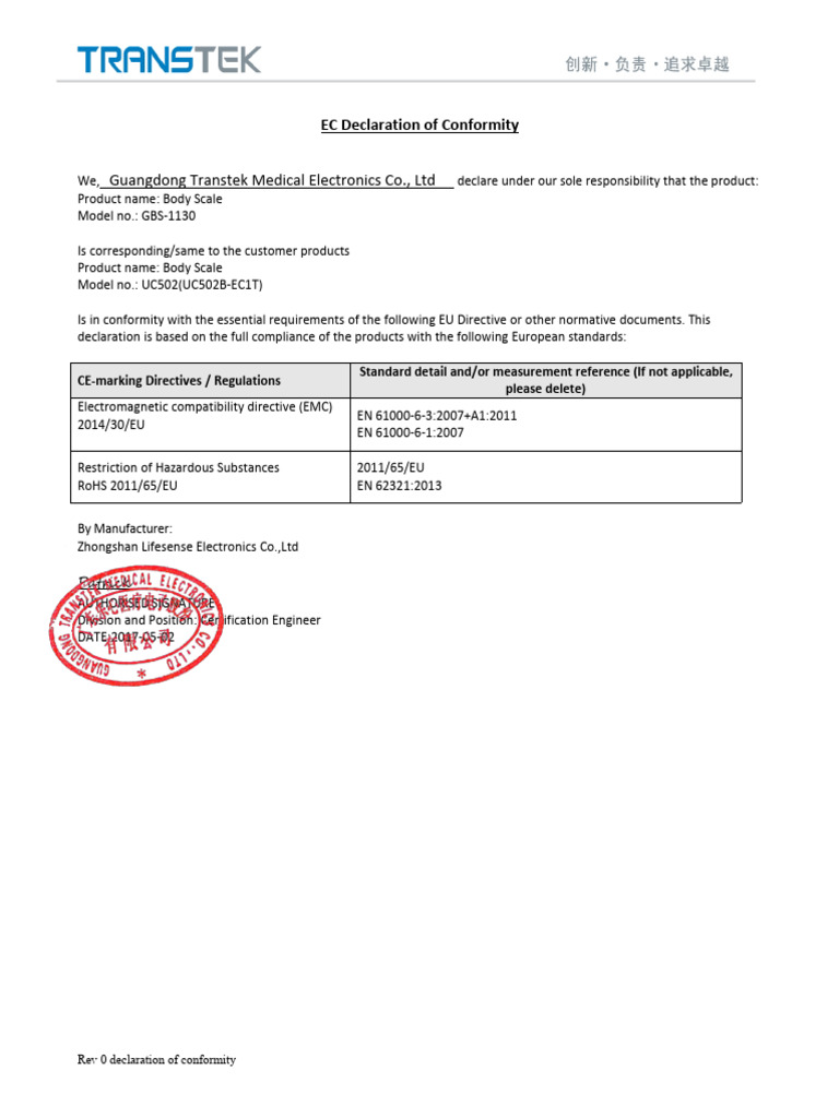 Ce Declaration Uc-502 Nonand | PDF
