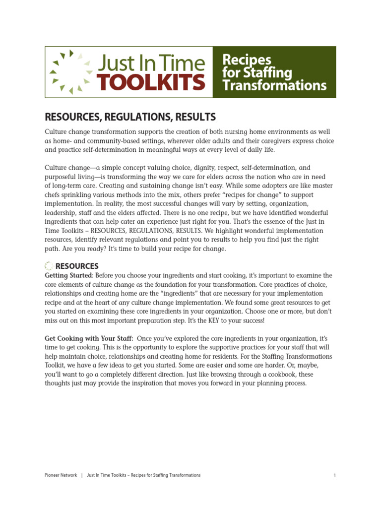 Just in Time Toolkit Staffing | PDF | Recipe | Health Care