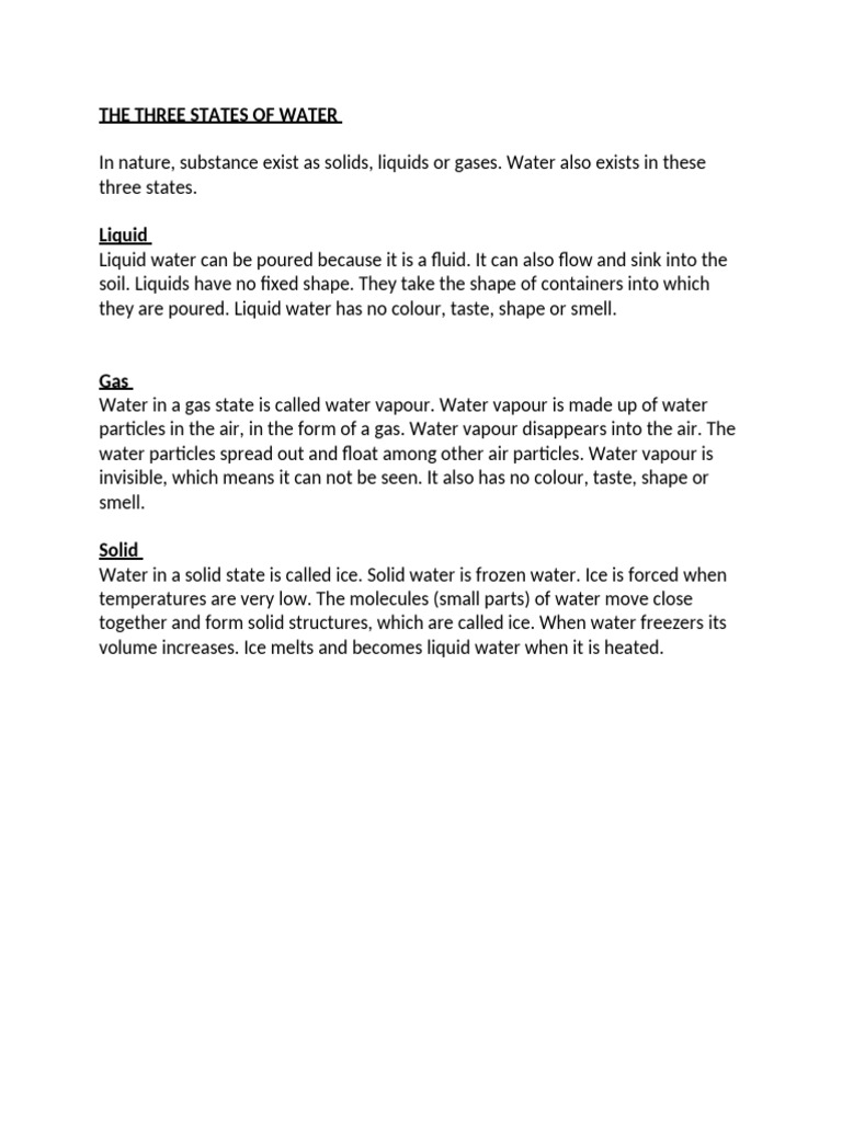 Three States of Water Explained | PDF