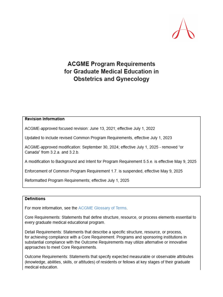 ACGME Program Requirements | PDF | Medical Education | Residency (Medicine)