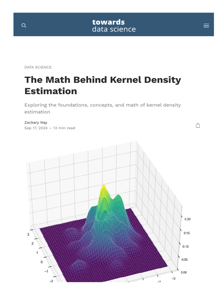 Towardsdatascience Com The Math Behind Kernel Density Estimation 5deca75cba38 ... | PDF | Cross ...