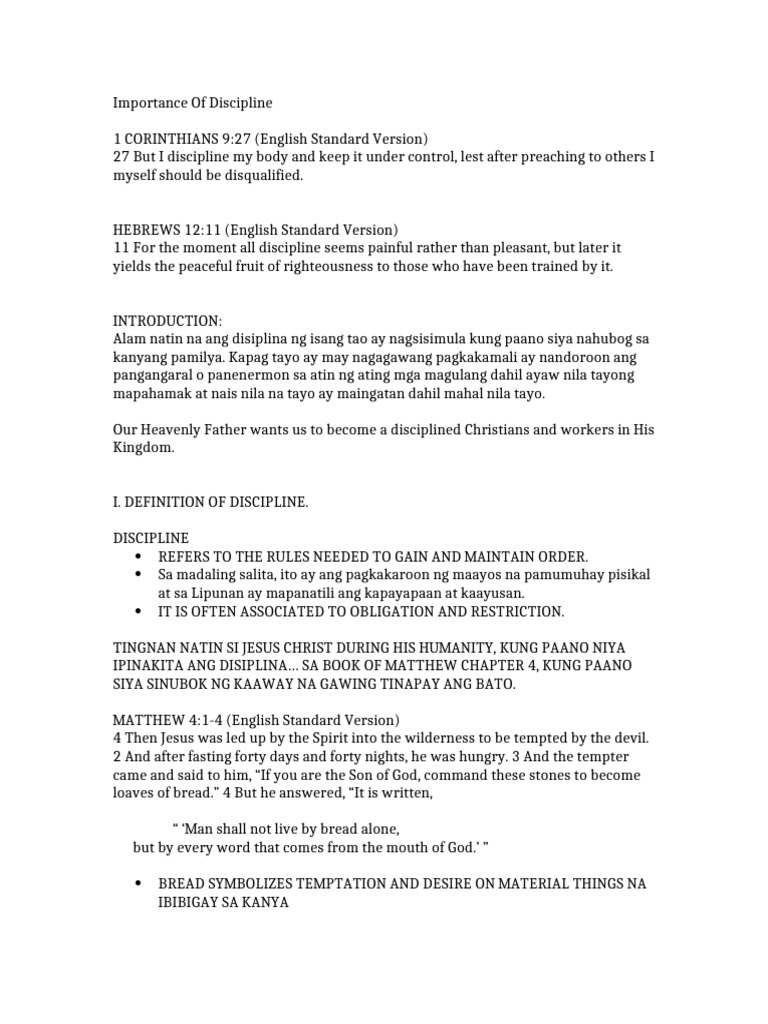 Benefits of Discipline in Christian Life | PDF | Bible Content ...