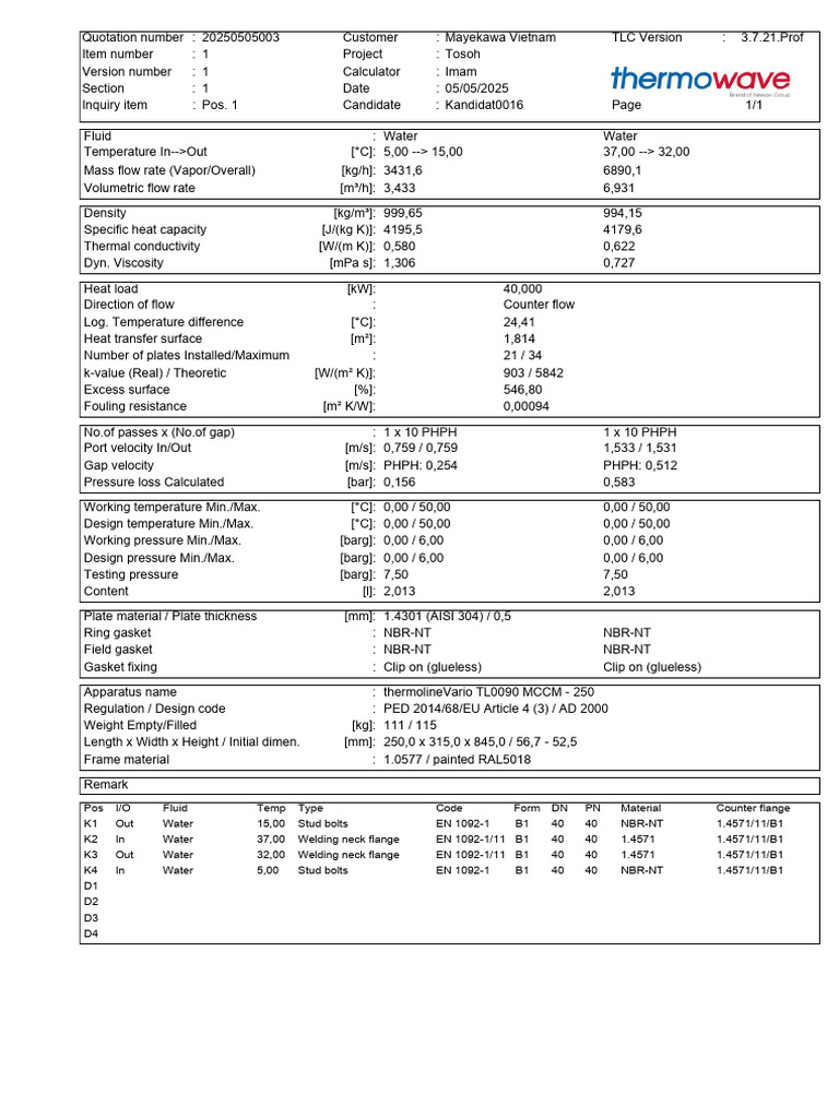 Data Sheet 2022-12-14.R3.PHE | PDF | Flow Measurement | Heat Transfer