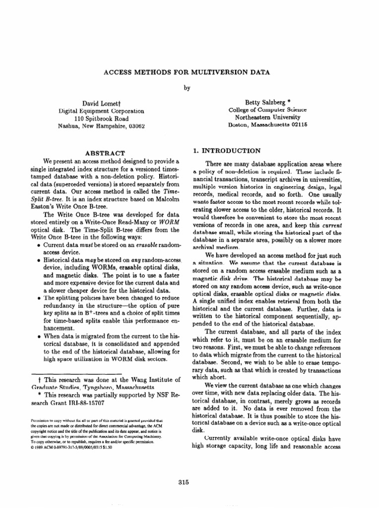 Access Methods For Multiversion Data | PDF | Disk Storage | Databases