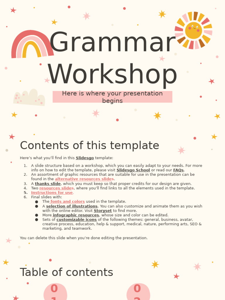 Grammar Workshop XL by Slidesgo | PDF | Planets | Planets In Astrology