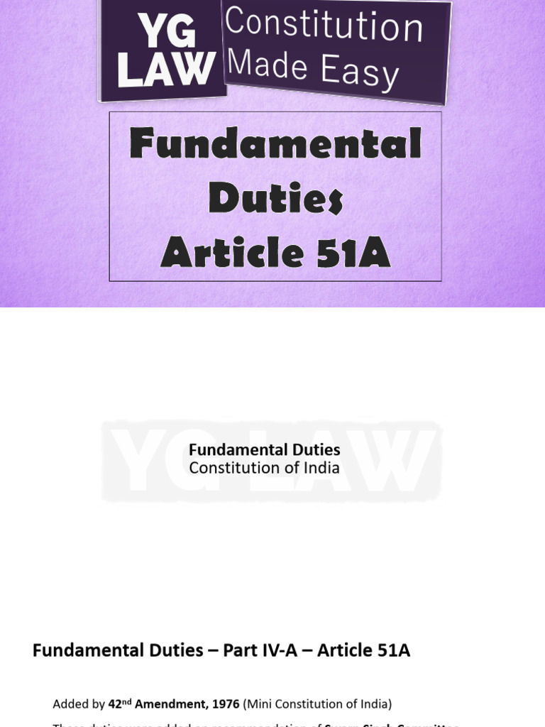 19 - Fundamental Duties - YG Law | PDF | Political Science | Justice