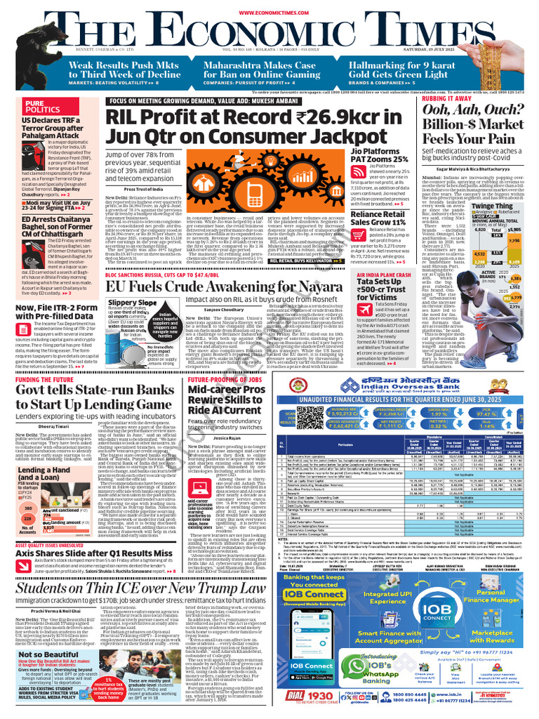 The Economic Times Kolkata 19-07-2025 | PDF