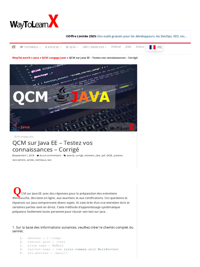 QCM Java EE : Testez vos connaissances | PDF | Java (Langage de ...