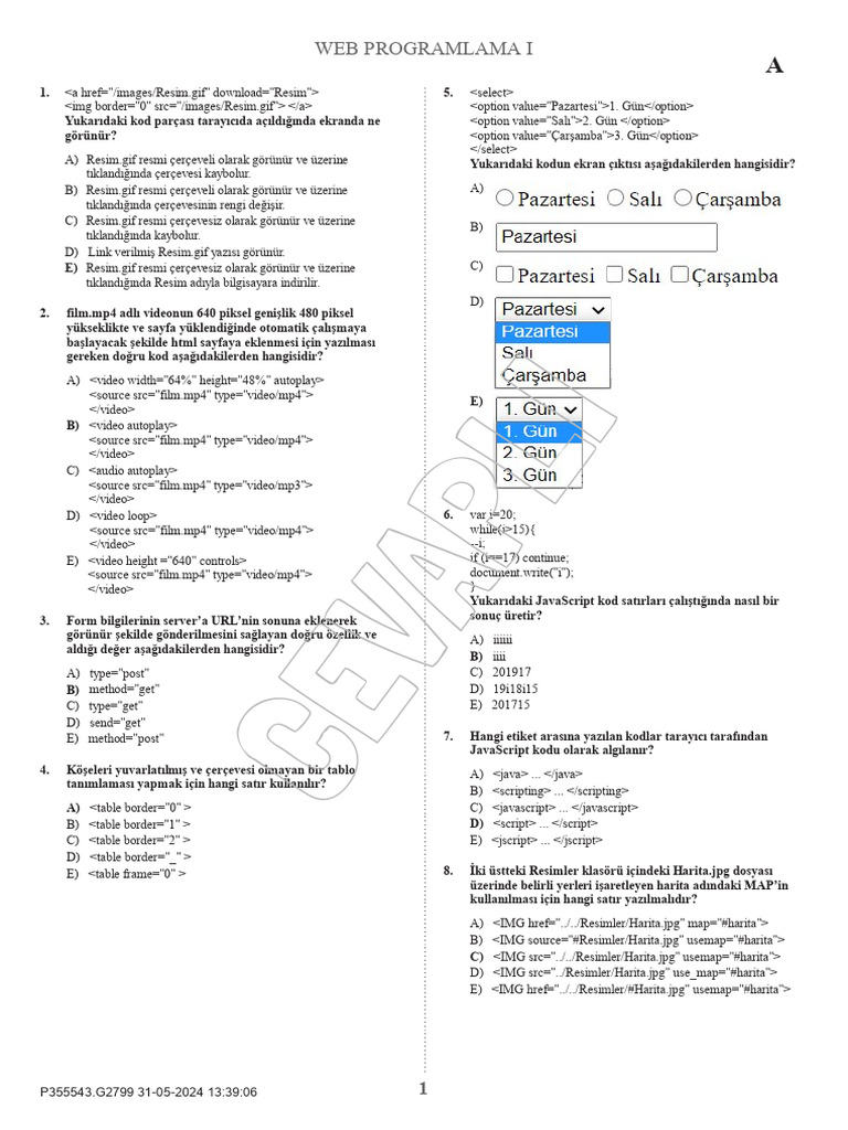 2023 2024 Web Programlama Butunleme | PDF