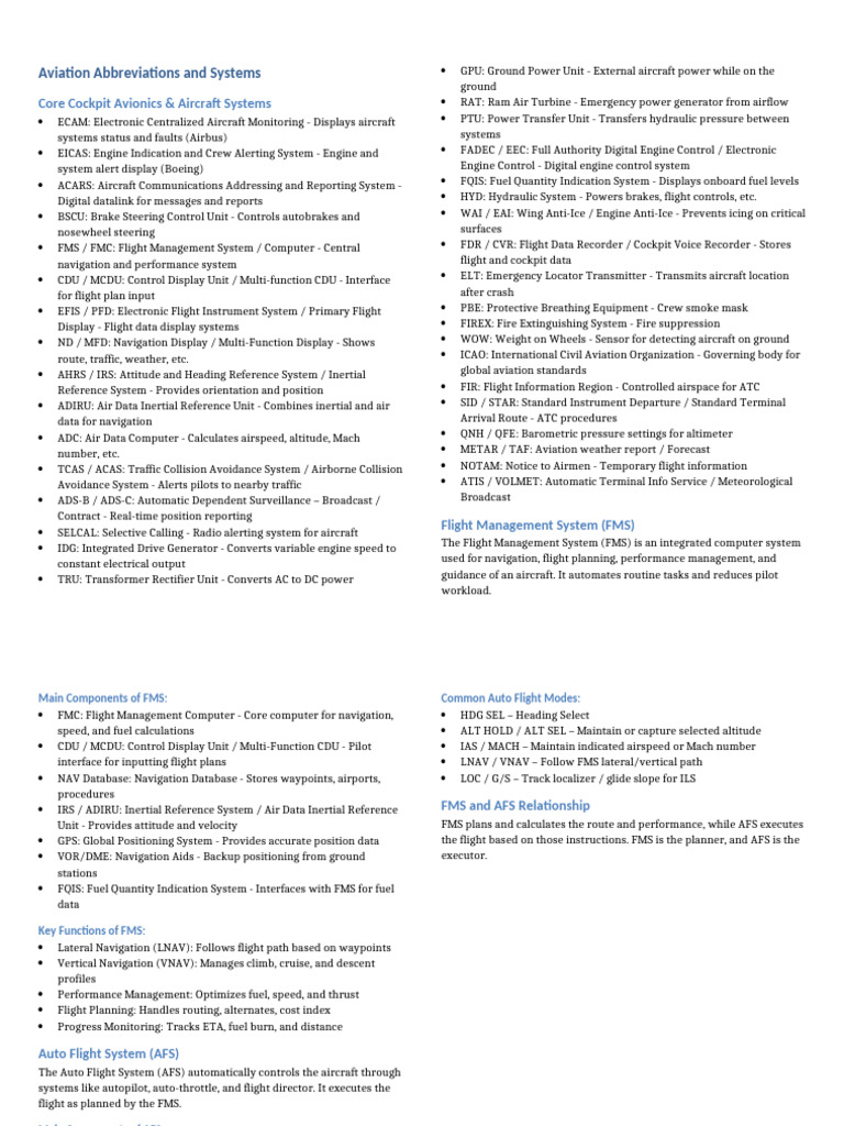Complete_Aviation_Abbreviations_and_Systems | PDF | Aerospace | Aviation