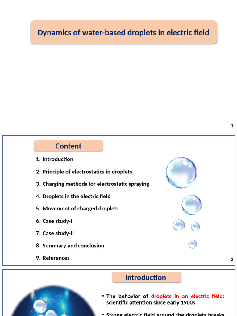 Dynamics of Water-Based Droplets in Electric Field | PDF ...