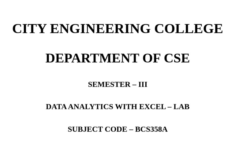 Data Analytics With Excel Lab Name | PDF