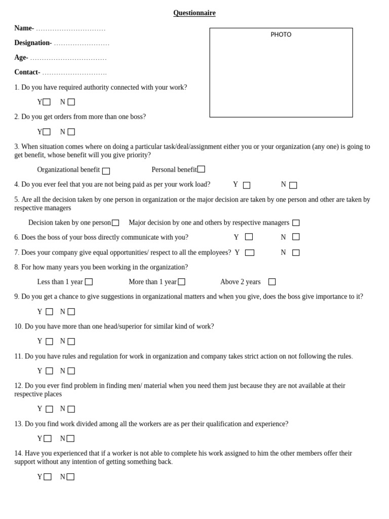 Employee Feedback Questionnaire | PDF