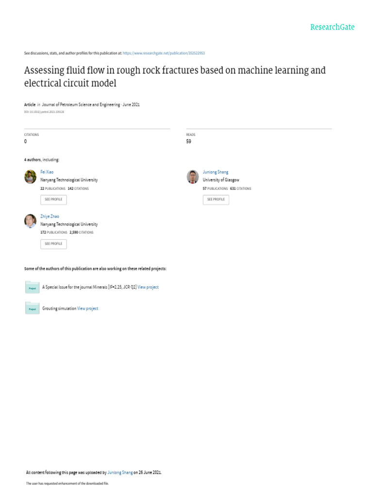 Assessing Fluid Flow in Rough Rock Fractures Based on Machine Learning and Electrical Circuit ...