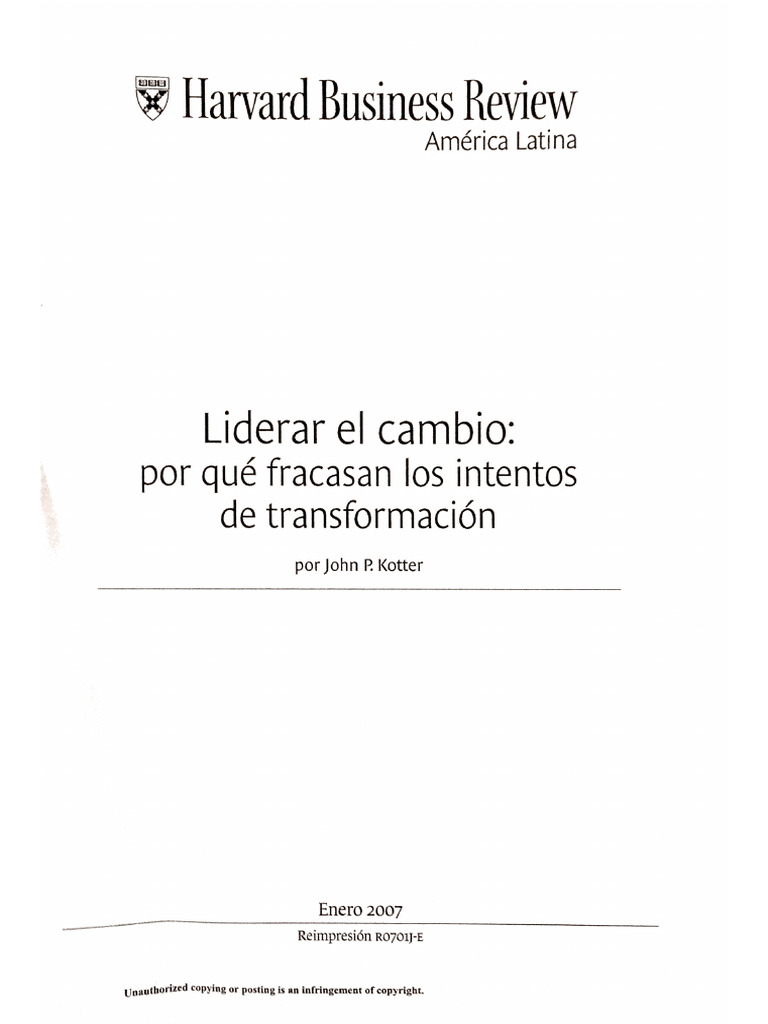 Liderar El Cambio. Por Que Fracasan Los Intentos de Transformacion | PDF
