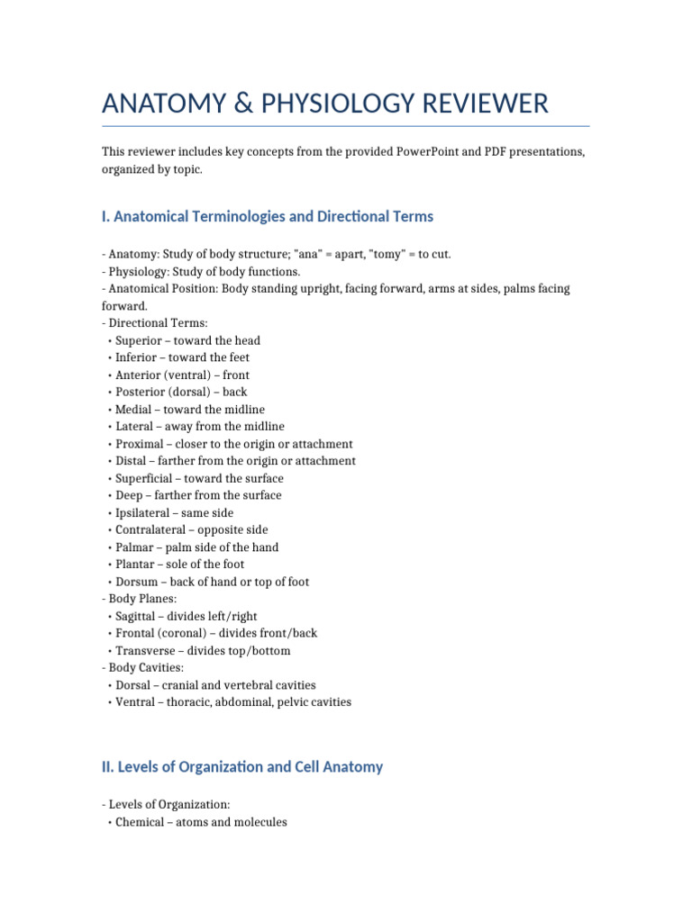 Full Anatomy Tissues Reviewer | PDF | Anatomical Terms Of Location ...