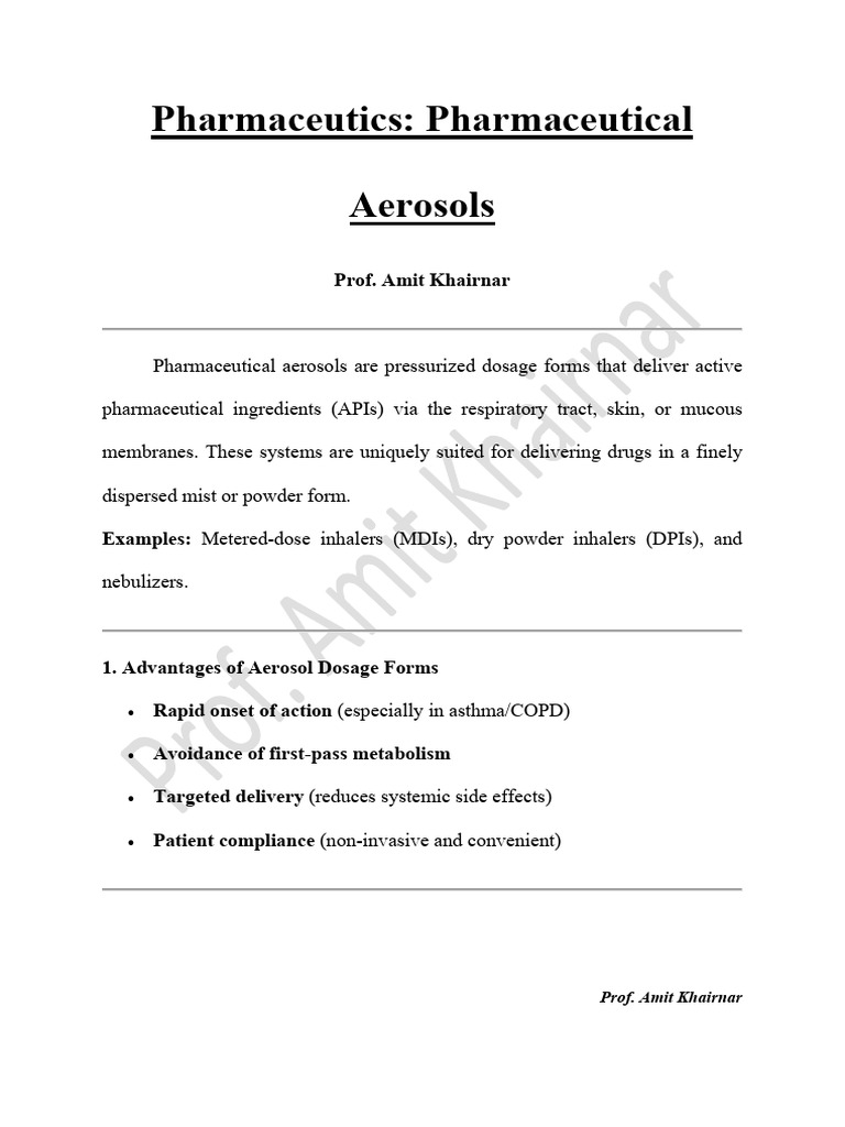 Overview of Pharmaceutical Aerosols | PDF | Pharmacy | Pharmaceutical ...