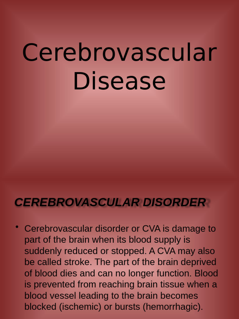 Cerebrovascular Disorder | PDF | Cardiovascular Diseases | Stroke