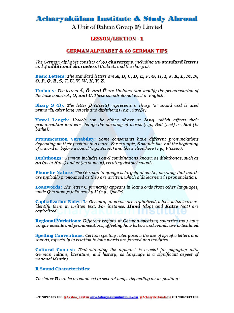 Understanding the German Alphabet | PDF | English Language | Vowel